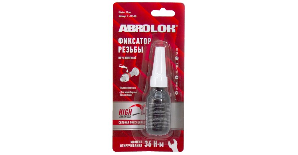 Фиксатор резьбы ABRO Masters Abrolok, неразъемный, анаэробный, красный ...
