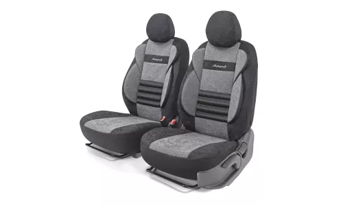 Чехлы Autoprofi Comfort Combo для передних сидений, велюр, черный/серый ...