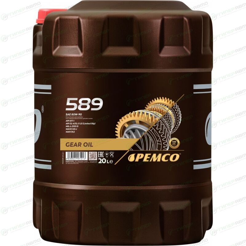 Масло трансмиссионное Pemco 589 LS 80w90, минеральное, API GL-4/GL-5/MT ...